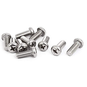 10pcs M8-1.25 20mm 304 Stainless Steel Pan Phillips Cross Head Screw, for TV Wall Mount Bracket Kit (with Flat Washer & Split Lock Washer)
