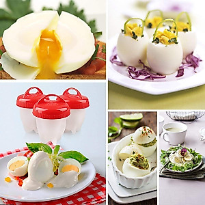 LANJILIFE Egg Cooker - Hard Boiled Eggs without the Shell, 6PCS/Set Egg Poachers Cooker Silicone Non-stick Egg Boiler Cookers,Silicone Boiled Steamer Eggies, BPA Free
