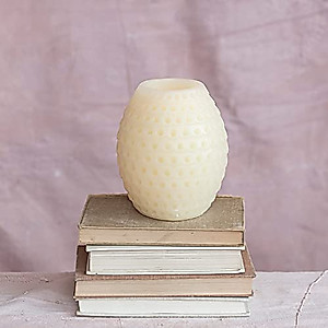 Creative Co-Op Pillar Embossed Faux Melted Wax, Ivory LED Candle