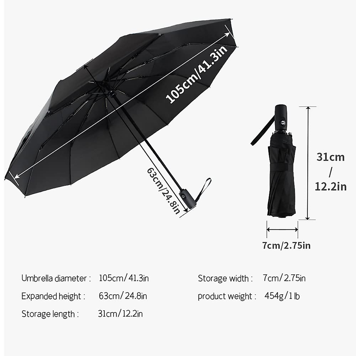 TARENPRO Windproof Travel Umbrellas for Rain - Portable Travel Umbrella Auto Open/Close and Windproof Double Canopy Vented, Strong Compact Umbrella for Wind and Rain, Backpack umbrella