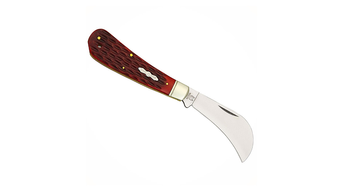 New Rough Rider Red Jigged Bone Handle Stainless Hawkbill Folding Blade ...