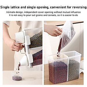 CENGNIAN 2 in1 Food Storage Containers with 2 Pouring Spout, Airtight Dry Storage Bins With Lids, BPA Free Plastic Sealed Holder Bin Dispenser, Measuring Cup for Rice, Cereal, Flour and Oatmeal