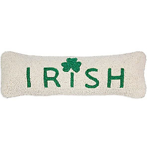 Chandler 4 Corners Artist-Designed Irish Clover Hand-Hooked Wool Decorative Throw Pillow (8” x 24”)St Patrick's Pillow for Couches & Beds-Easy Care, Low Maintenance St Patty's day Shamrock Pillow
