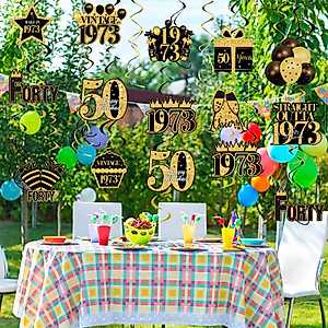 Beststar 25pcs 50th Birthday Decorations Black Gold Party Supplies Hanging Swirls for Men Women,1973 Party Decorations for Women, 50 Years Birthday Decorations for Men