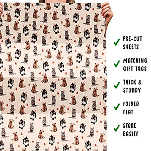 CENTRAL 23 - Cat Wrapping Paper - 6 Sheets of Pink Birthday Gift Wrap - Kittens in Hats - For Women Girls New Baby - Recyclable