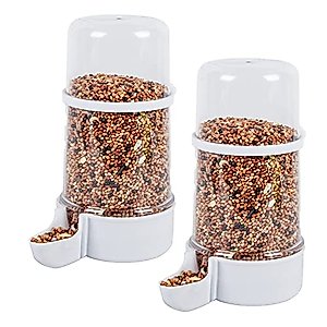 Parakeet Water Dispenser No Mess Parrot Food Seed Dispenser Bird Automatic Waterer Feeder Container Cockatiel Cage Accessories for Parrot Finch Budgie Lovebirds Canaries 2PCS（450ml）