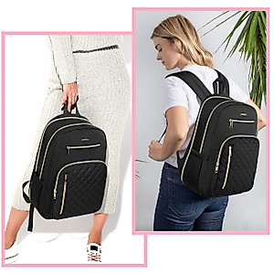 YAMTION Backpack Women Laptop,School Backpack Teen Girls Bookbag with USB for Uni College Students Teacher Business Work,Black