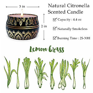 Iwaxlife 8 Packs Outdoor Citronella Candles,100 percent 4.4oz Soy Wax Portable Tin Candles for Home Backyard Garden,Outdoor and Indoor