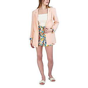 BCBGeneration Women's Long Sleeve Relaxed Notch Lapel Button Closure Pocket Cuff Trim Boyfriend Blazer, Peach, XX-Small