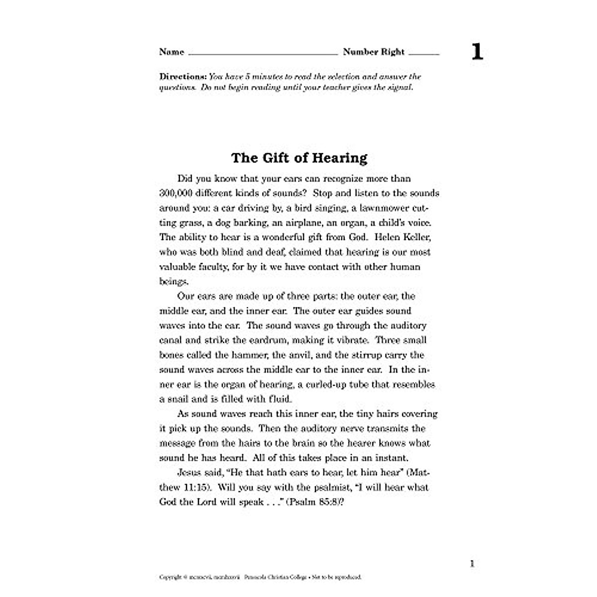 Read and Think 4 Skill Sheets - Abeka 4th Grade 4 Reading Comprehension Student Activity Book