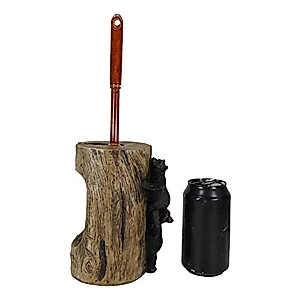 Ebros Gift 13.5" Tall Whimsical Forest Mountain Black Bears Teamwork and Trust Routine Toilet Brush Scrub and Base Holder Bathroom Gift 2 Piece Set Statue Rustic Cabin Lodge Bears Decor Accent