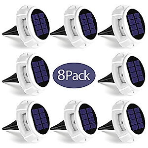 GIGALUMI 8 Pack Solar Deck Lights Outdoor, Solar Ground Lights with Constant Light Mode, Waterproof Driveway Dock LED Lights for Deck, Garden, Ground, Stair, Driveway, Pathway, Landscape