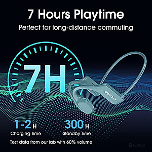 Open Ear Air Conduction Headphones, Music Earphones Wireless Bluetoeth 5.2 Headset with Up to 7 Hours Playtime Built-in ENC Mic, Hi-Fi Sound Lightweight for Home Office Commute Indoor Use (Blue)