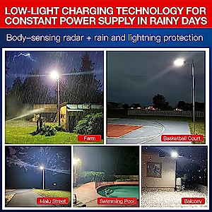 DHrtara Solar Outdoor Lights, 600W LED Street Lights, IP67 Waterproof Security Flood Light, Dusk to Dawn with Motion Sensor & Remote Control for Courtyard Road,Exterior Wall, Patio, Yard, Deck, Garden