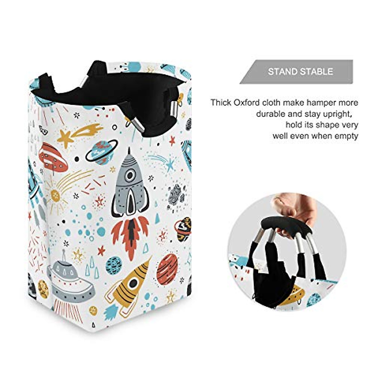 Blueangle Cartoon Rockets Laundry Basket Clothes Hamper Collapsible Durable Dirty Clothes Large Storage Laundry Organizer