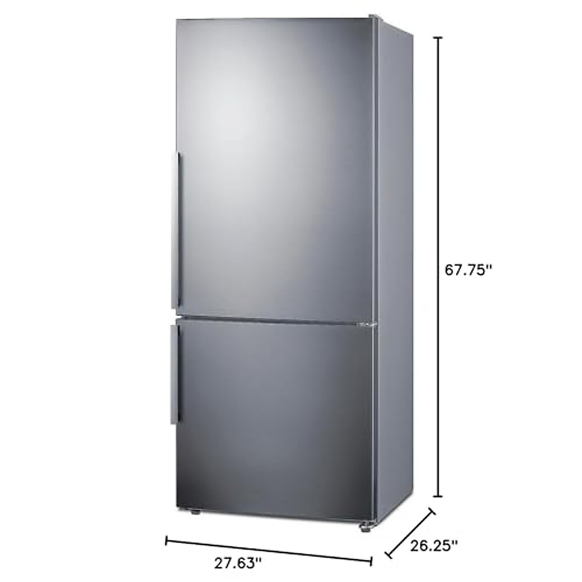Summit FFBF283SS 28" Wide Bottom Freezer Refrigerator, 14 cu.ft, Stainless Steel Door, LED Lighting, ENERGY STAR Certified, Perfect for Apartments and Small Kitchen- Without Icemaker