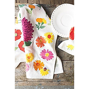 Now Designs Floursack Kitchen Towels Quick Dry Cotton Hand Towel Set, 3 Count, Flowers of The Month, 20 x 30 in