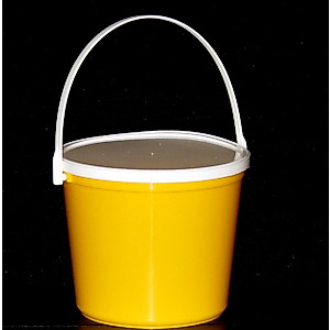 5-80 Ounce Red, Blue, Yellow, Orange and Green (1 of Each) Buckets and Lids, Made in America, Food Safe and Contains No BPA.