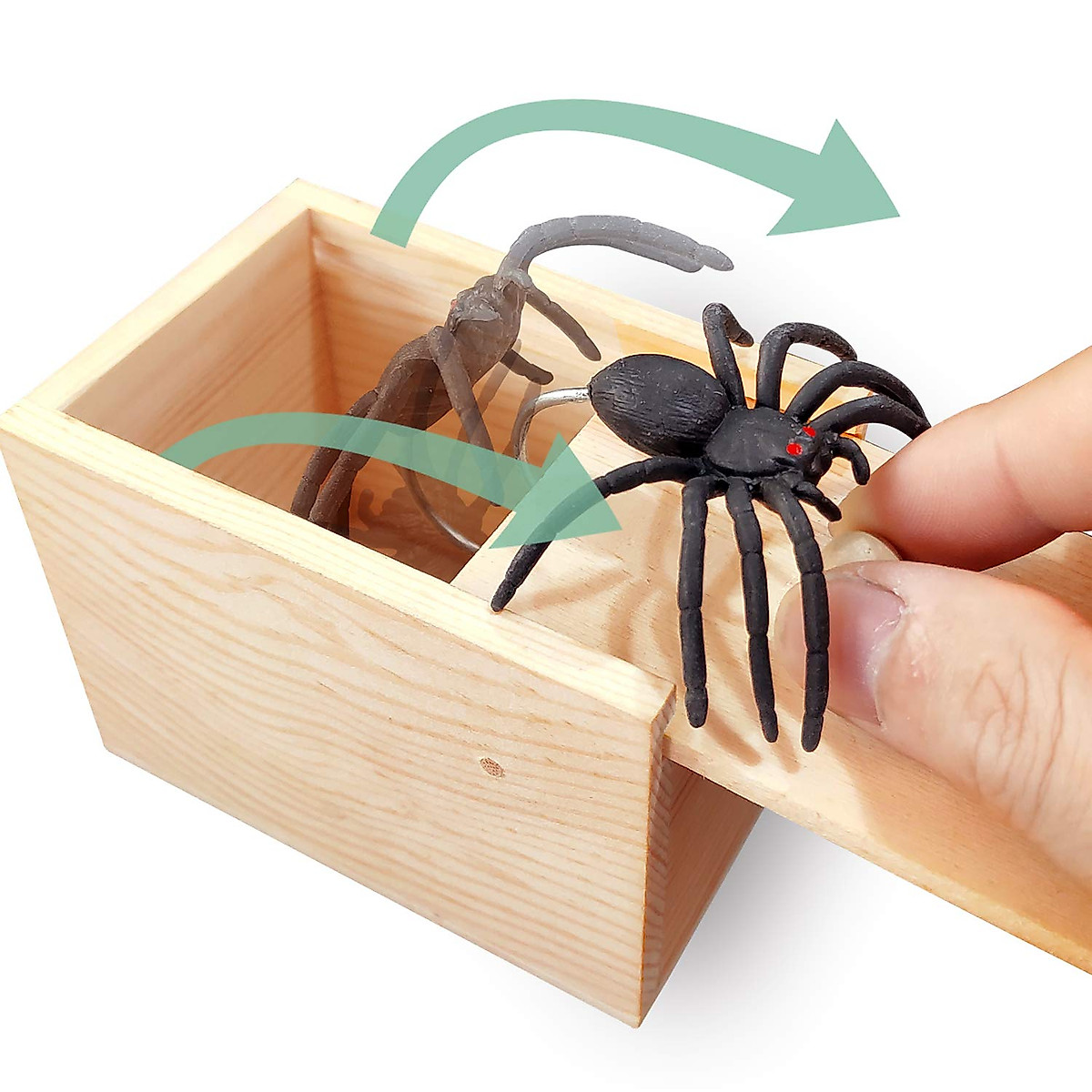 GIIOASA Rubber Spider Prank Surprise Box，Handcrafted Wooden Surprise Box, Fun Practical Surprise Joke Boxes,SpiderBox-Single