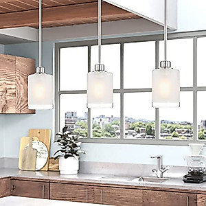 Dolaimi House 3 Pack 1-Light Pendant Ceiling Light Industrial Farmhouse Fixture Clear Frosted Glass with Brushed Nickel Finish for Bedroom Hallway Dining Room Entryway Kitchen Cafe Bar