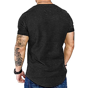 COOFANDY Men Muscle Workout T Shirt Gym Bodybuilding Active Short Sleeve Tee Top Black