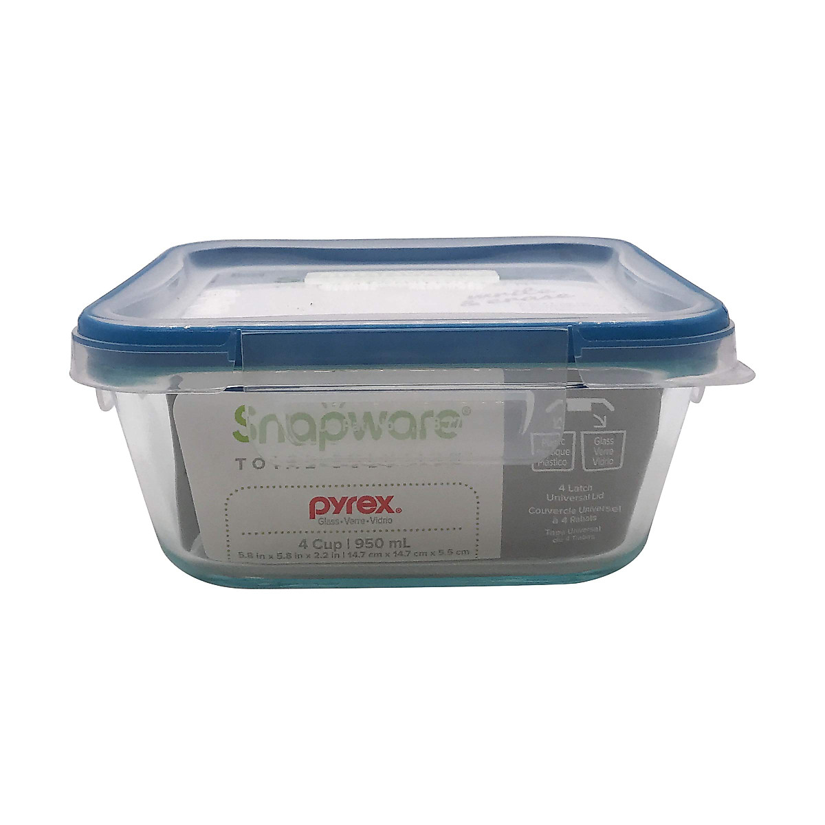 Snapware 4-Cup Total Solution Square Food Storage Container, Glass