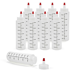 Foraineam 12-Pack 8 oz. (240 ml) Condiment Squeeze Bottles with Red Tip Cap - Durable Plastic Squirt Bottle for Ketchup, Sauces, Syrup, Dressings, Arts & Crafts