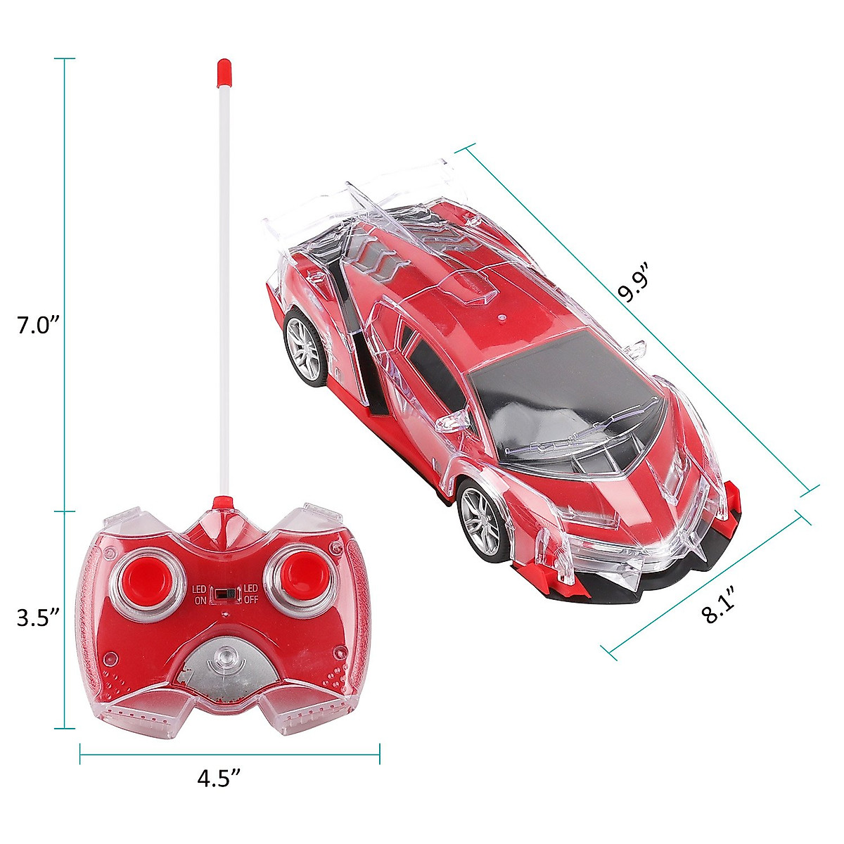 Light Up RC Remote Control Racing Car - 1:20 Scale Radio Control Sports Car with Flashing LED Lights - Ideal Gift Toy for Kids