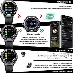 Smart Watch with Earbus,4 in 1 Watch with Earbuds Make Receive Calls,Combo Smart Watch&TWS Earbuds&MP3&BluetoothSpeakers for Android iOS,Men Women Smart Watch with Sleep Monitor Messages (Black)