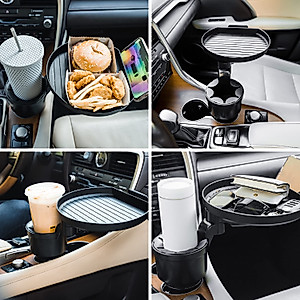 Macally Car Cup Holder Tray and Cup Holder Expander for Car - Enjoy Your Meal - Cup Holder Extender for Car Seat with Phone Slot - 9" Car Food Tray Table and Car Drink Holder for Yeti, Hydroflask