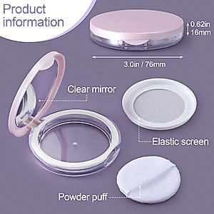 OIIKI 2 Packs Loose Powder Compact Containers, 3g Refillable Container with Powder Puff, Mirror, Net, Spoon, DIY Makeup Powder Cases Portable Powder Compact Boxes for Daily Use or Travel -Pink, Silver