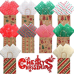 SANNIX 100 Sheets Christmas Tissue Paper Xmas Bulk Gift Wrapping Paper Bag for Christmas Gift Wrapping Boxes DIY Crafts Birthday Holiday Decoration 19.7 ×13.8 Inch (10 Patterns)
