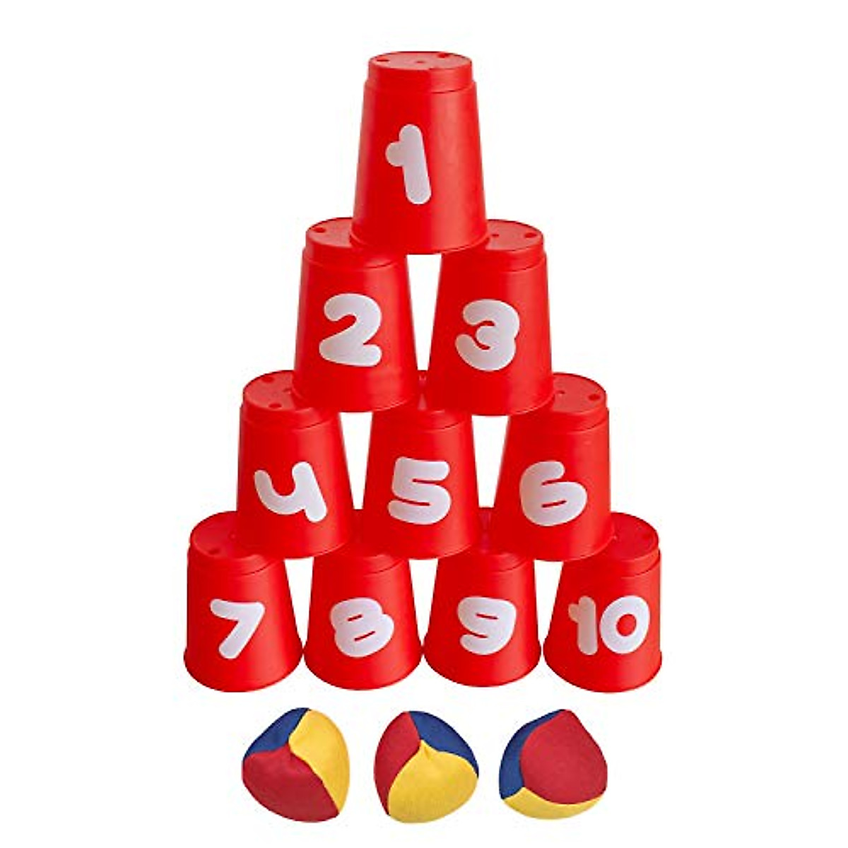 Idena 40416 - Ball Throwing Game with 10 Cups and 3 Balls, Colorful