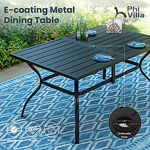 PHI VILLA 7 Piece Patio Dining Set, Outdoor Table and Chairs Set for 6 with Swivel Patio Dining Chairs & Large Dining Table, Patio Dining Furniture for Lawn Garden