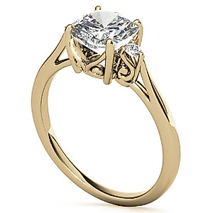 Solid Yellow Gold Handmade Engagement Ring Cushion 3 CT Moissanite Solitaire Diamond Minimalist Wedding Bridal Gifts Her Anniversary Band Hidden Halo Rings for Women 925 Silver 4 Prong VVS1 Excellent Colorless 10K/14K/18K