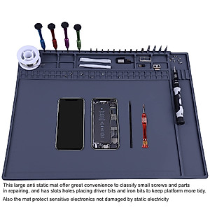 Premium Heat Resistant Anti Static Mat for Computer, Laptop, Cellphone Electronics Repair, HPFIX ESD Safe Soldering Mat for for BGA and Gun Soldering Iron, Workbench (17.7" x 13.6")