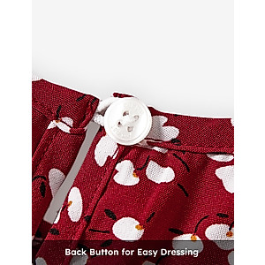 PATPAT Mommy and Me Dresses Floral Printed Bowknot Ruffles Sleeve Dress Mom Daughter Matching Outfits Baby Girls 9-12 Months Vivid Red