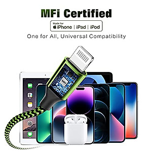 iPhone Charger 3Pack 6ft USB Lightning Cable Cord，Mfi Certified Apple Charger Fast Charging Nylon Braided iPhone Cable,Compatible with iPhone 14/13/12/11/X/Pro/Max/8/7/6/6S/SE/Plus/iPad