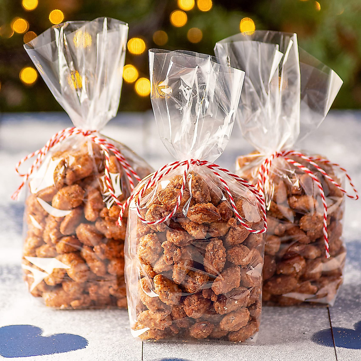 Yotelab Flat Bottom Cellophane Bags, 4x4x9 Inches Gusseted Cellophane Bags With Paper Insert,100 Pieces