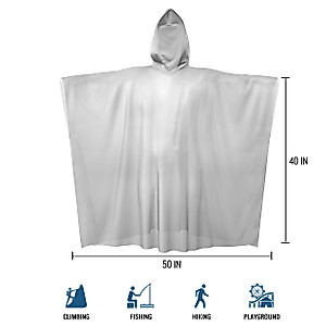 SaphiRose Disposable Rain Poncho Clear Ponchos for Adults (4 Pack)