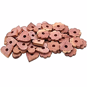 Wahdawn Aromatic Red Cedar Blocks for Clothes Storage, Fresh Scent Cedar Rings and Big Hearts for Closets and Drawers, Natural Car Air Freshener Shoes Odor Remover [40]