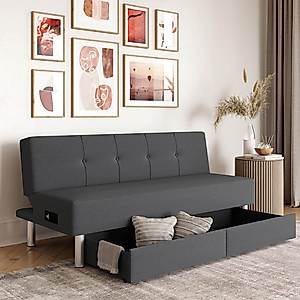 Serta Walton Convertible Sofa Sleeper Microfiber, Charcoal