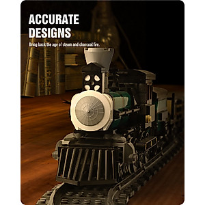 Nifeliz TH10 Steam Train Building Kit and Engineering Toy, Collectible Steam Locomotive Display Set, Train Set with Train Track, Top Present for Train Lovers (560 PCS)