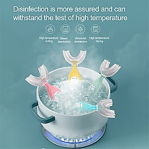 U Shaped Toothbrush l Kids Toothbrushes with Silicone Brush Head - Soft Manual Training Toothbrush, 360° Oral Teeth Cleaning Suitable for Ages 2-12 Years Old