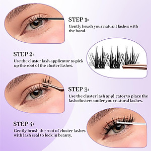 384 Pcs Cluster Lashes, Melakia 2 Style DIY Eyelash Extensions Mix 10-16mm, Thin Band Lash Clusters, Mega Soft Individual Cluster Lashes at Home （Wispy and Natural D Mix 10-16mm）