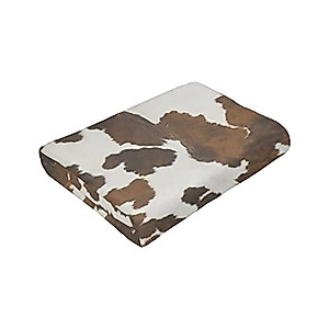 Cow Print Blanket, Flannel Fleece Super Soft Bed Blanket for Adult Kids, Plush Fuzzy Fluffy Cowhide Print Throw Blanket for Sofa Couch Outdoor Camping All-Season 50"x60"