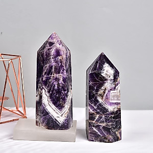 MOGEMT Large Dream Amethyst Healing Crystal Wand Point Obelisk Tower 6 Faceted Reiki Chakra Meditation Therapy 1.5-2.0 LBS