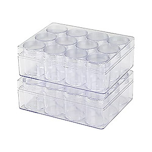 TDOTM 12 Grids Transparent Plastic Diamond Painting Storage Containers, Jewelry Earring Beads Sewing Pills Beads Organizers Storage Container Bottle(2 Pack)