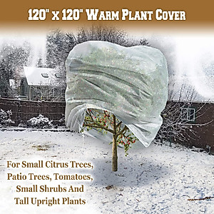 BenefitUSA Multi-Size Plant Covers Freeze Frost Protection,Warm Frost Cloth Plant Covers for Winter Frost Protection for Potted Plants Fruit Trees (120''x120'')