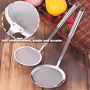 Tenta tenta kitchen Solid Stainless Steel Spider Strainer Skimmer Ladle for Cooking and Frying, Kitchen Utensils Wire Strainer Pasta Strainer Spoon Hot Pot Fat Skimmer Spoon Set of 3